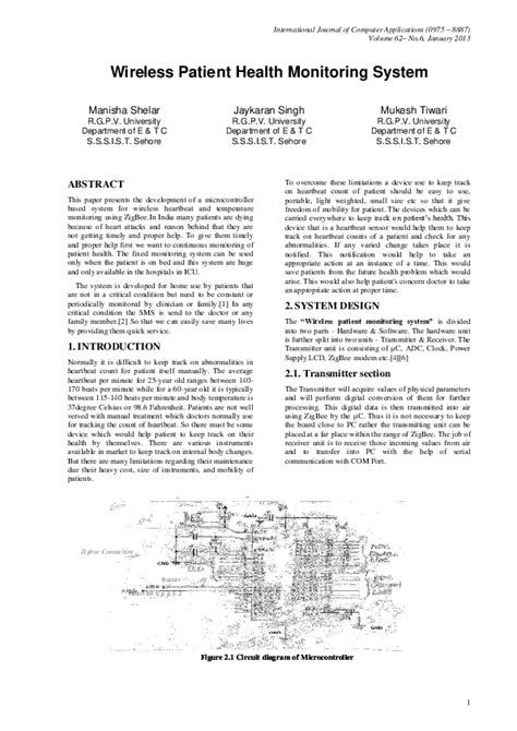 Pdf Wireless Patient Health Monitoring System Shiny Jone