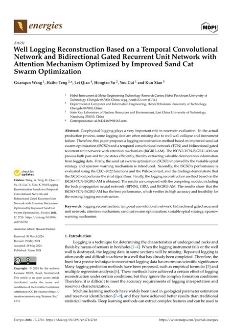 Pdf Well Logging Reconstruction Based On A Temporal Convolutional Network And Bidirectional