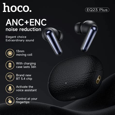 HOCO EQ23 Plus ANC ENC Noise Reduction Wireless Bluetooth 5 4 Earphones HiFi Audio Earbuds
