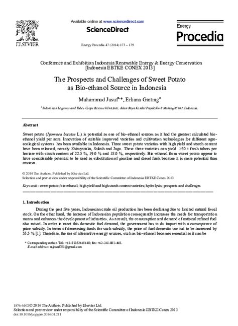 Pdf The Prospects And Challenges Of Sweet Potato As Bio Ethanol