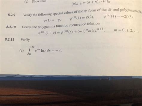 Solved C Show That Anuk A Nk Dn And Polygamma Fun