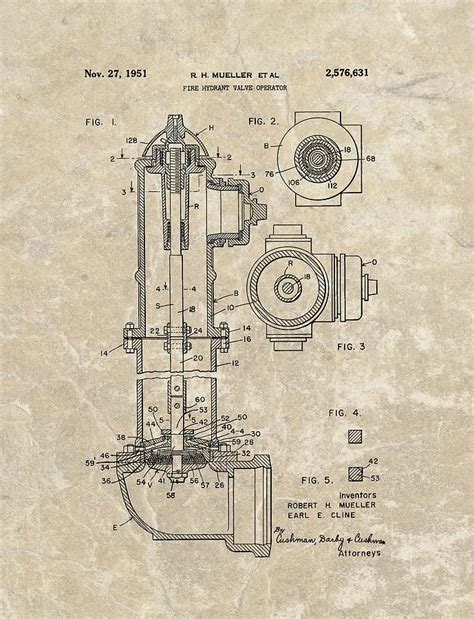 1951 Fire Hydrant Patent Drawing By Dan Sproul Fine Art America