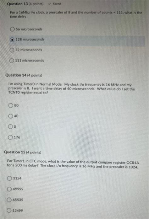 Solved For A 16mh21 O Clock A Prescaler Of 8 And The Number