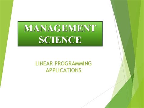 management science linear programming applications lp applications in
