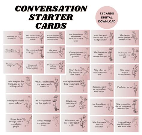 conversation starter cards digital download etsy
