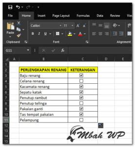 Cara Membuat CheckBox Di Excel