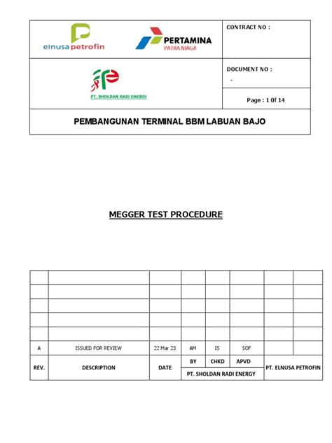 Sre 002 Megger Test Procedure Pdf