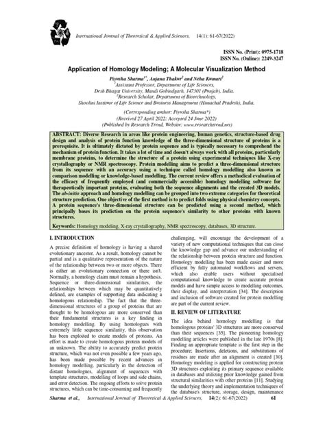 13 Application Of Homology Modeling Pdf Sequence Alignment Proteins