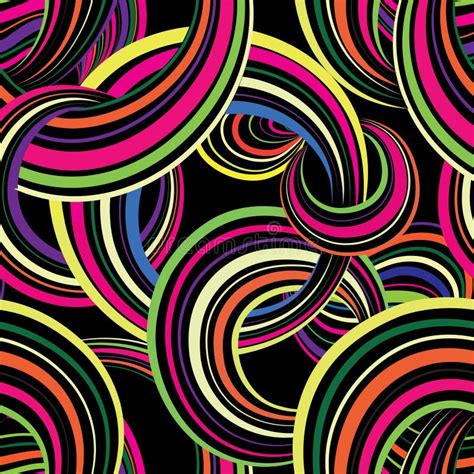 Abstract Wave Line And Loops Seamless Pattern Swirl Wavy Flower Stock Illustration