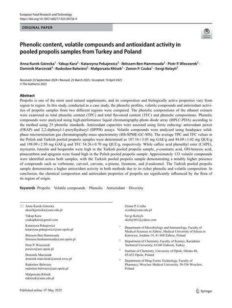 Pdf Phenolic Content Volatile Compounds And Antioxidant Activity In