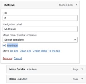 Menu Builder Bricks Academy