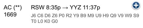 Flight Availability Codes Raircanada
