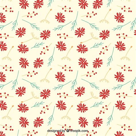Free Vector Cute Pattern With Red Flowers