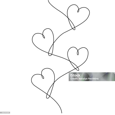 하트의 연속 한 줄 그리기 흰색 배경에 격리 된 검은 색 단일 라인 아트 사랑 개념의 미니멀 한 그림 발렌타인 데이에 대한 추상적 인 사랑 기호 벡터 일러스트레이션 개념에