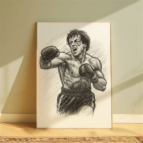 Rocky Balboa Drawing Print Portrait Sketch 8 X 10 Rocky Balboa Print
