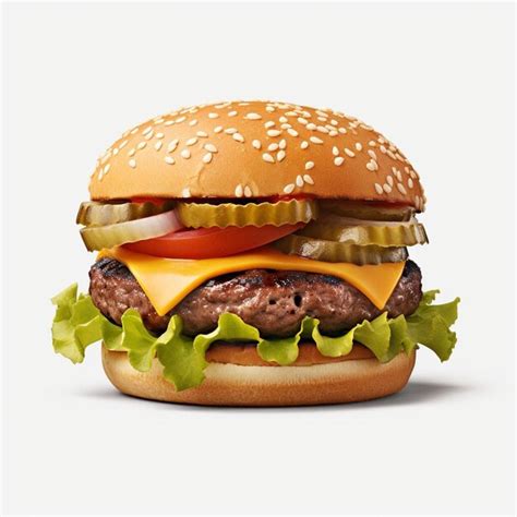 Premium Photo A Cheeseburger With A Slice Of Cheese On It