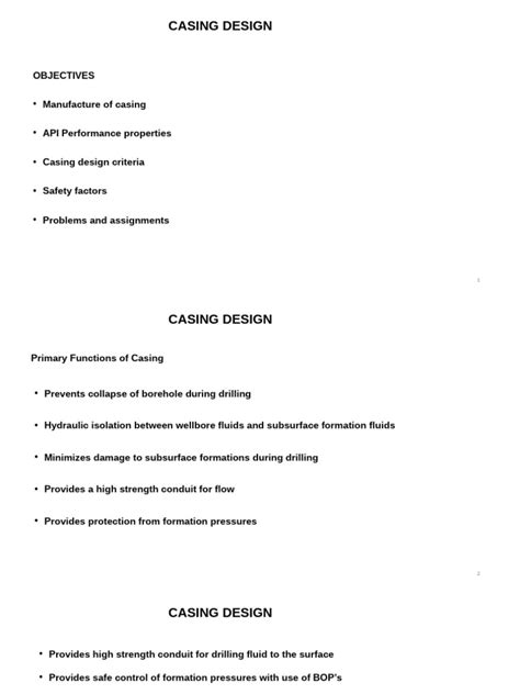 Casing Design Pdf Casing Borehole Industrial Processes