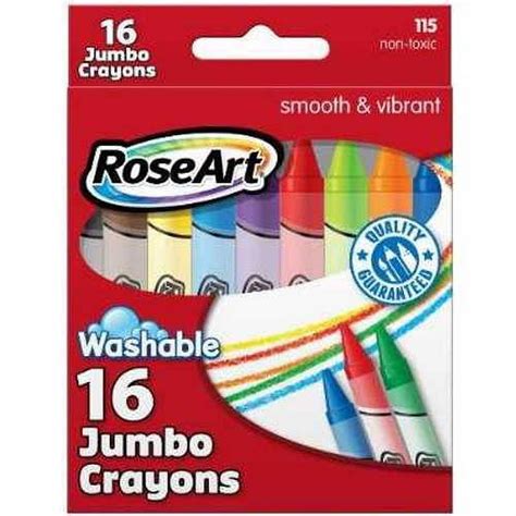 Roseart Washable Jumbo Crayons 16 Piece Count Assorted Colors Packaging May Vary Cym29