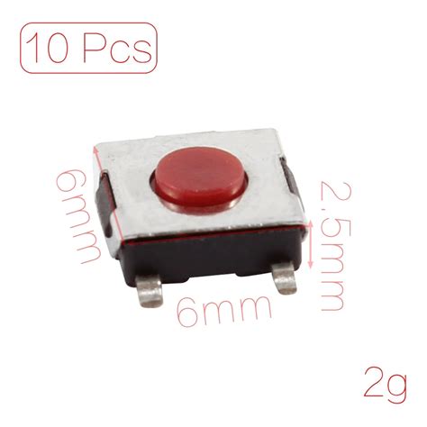 UXCELL 10 Pcs 6X6x2 5Mm 4 Pins Momentary Push Button Smd Smt Tactile Tact Switch Momentary In