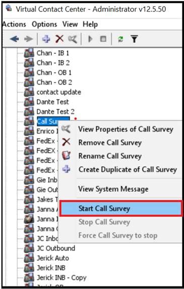 Administrator Call Survey Feature With Condition