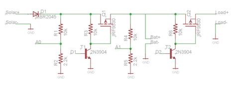 batteries switching between battery voltage and solar voltage to