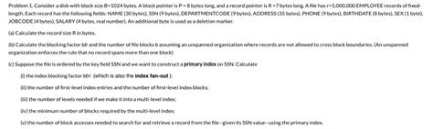 solved problem 1 consider a disk with block size b 1024