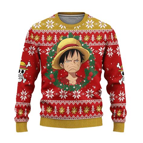 Luffy One Piece Anime Ugly Christmas Sweatshirt Xmas Gift Robinplacefabrics