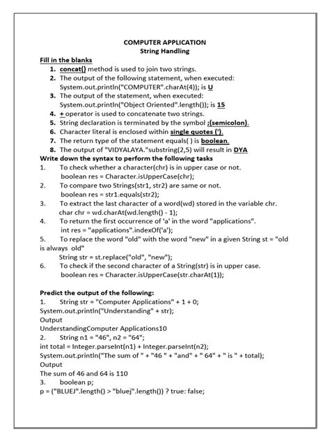 String Handling Exercise Ques Ans Converted Pdf