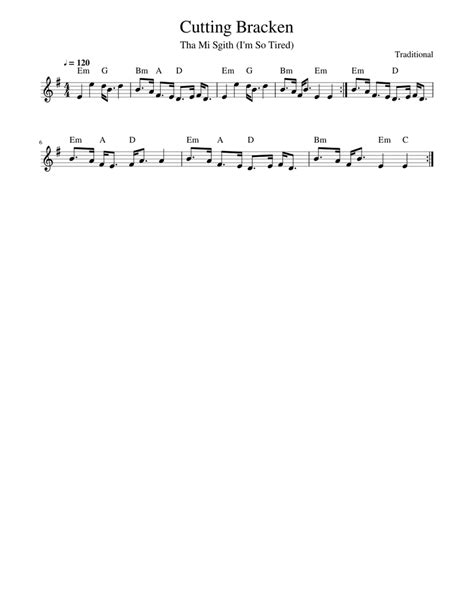 Traditional Music Cutting Bracken Sheet Music For Piano Solo Easy