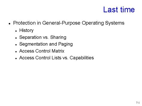 Last Time Protection In Generalpurpose Operating Systems History