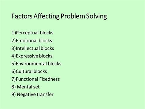 Solution Factors Affecting Problem Solving Improving Problem Solving