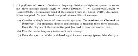 Solved Consider A Frequency Division Multiplexing System To