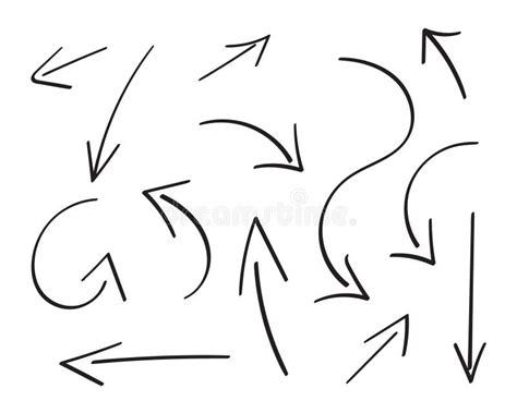 Arrows Set Hand Drawn Direction Indicator Elements Simple Doodle Pointers For Interface Design