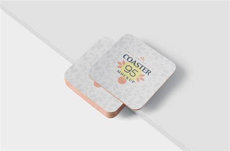 Premium Psd Stack Of Square Coasters With Rounded Corners Mockup