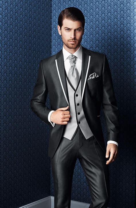 Trajes De Gala Hombres Single Breasted Tuxedo Three Piece Suit For