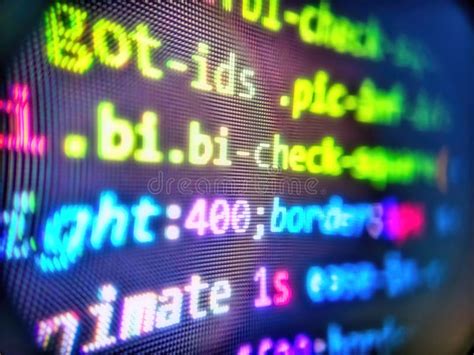 Blurred Screen With Selective Focus Abstract Computer Script Code
