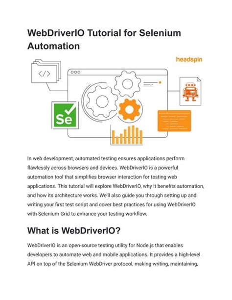 webdriverio tutorial for selenium automation pdf