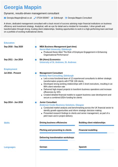 Consultant Cv Example Cvwizard