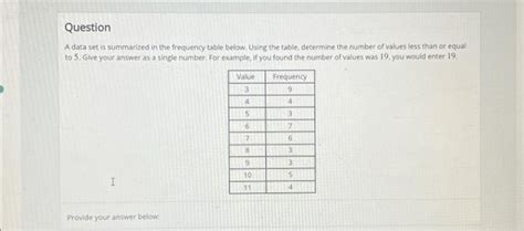 Solved Question A Data Set Is Summarized In The Frequency