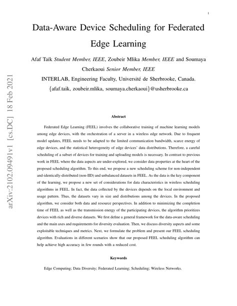 pdf data aware device scheduling for federated edge learning