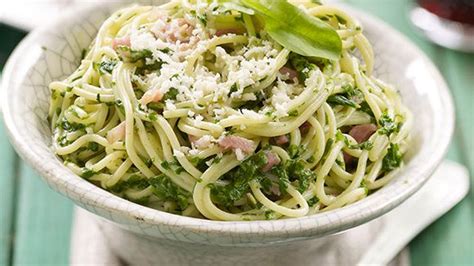 Spaghetti Spinazie Carbonara Spinach Pasta Spinach Mediterranean Pasta