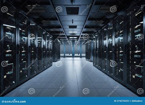 data center filled with rows of servers each providing powerful
