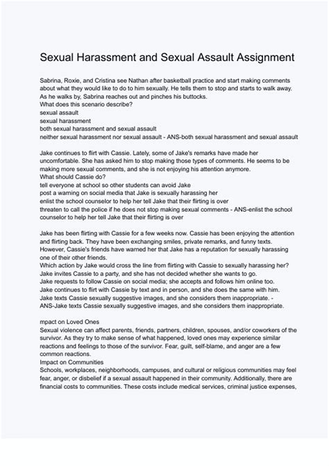 Sexual Harassment And Sexual Assault Assignment Module Use It Stuvia