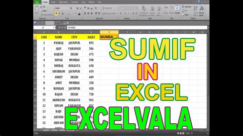 Sumif Sumif Function Sumif In Excel Sumif Function Ka Use Kaise Kare