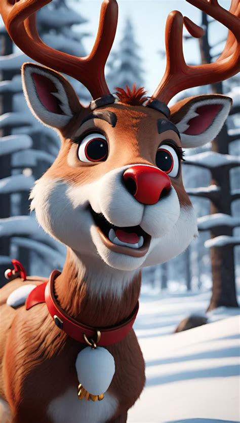 Rudolf The Red Nosed Reindeer 🦌 Digital Art Design Christmas Pictures