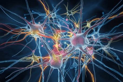 Extreme Macro Blue Neural Connections Background Ai Generated Stock