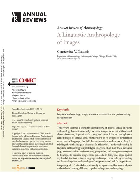 A Linguistic Anthropology Of Images Pdf Anthropology Human Communication