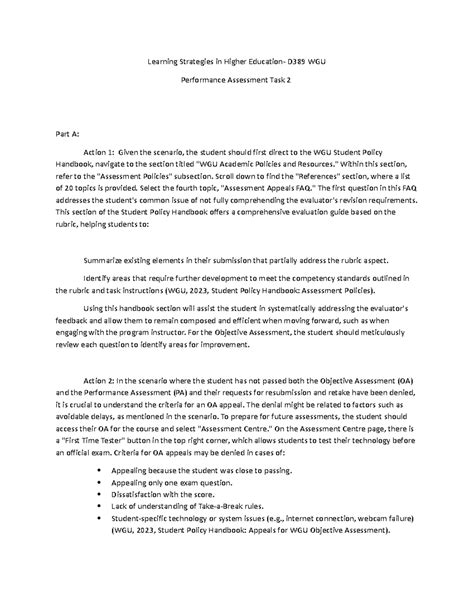 Learning Strategies Appeals Guide D389 WGU Task 2 Studocu