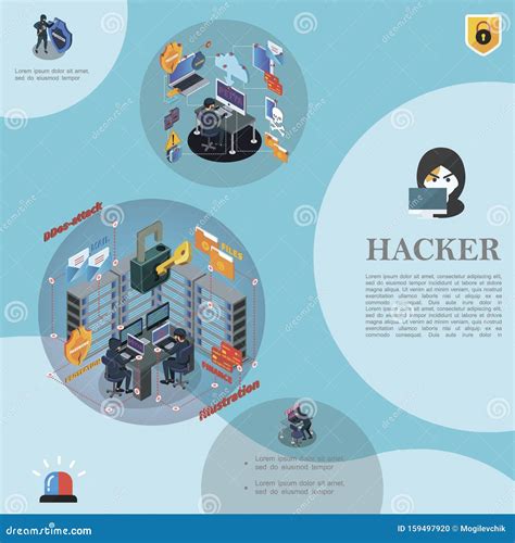 Hacking Activity Cybercrime Flat Vector Illustration Dangerous Thief In Disguise Working With