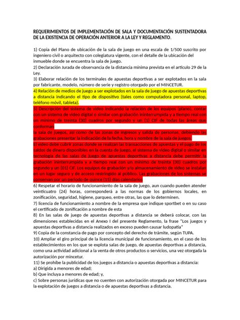 Requerimientos De Implementacion De Sala Y Documentacion Sustentatoria De La Existencia De